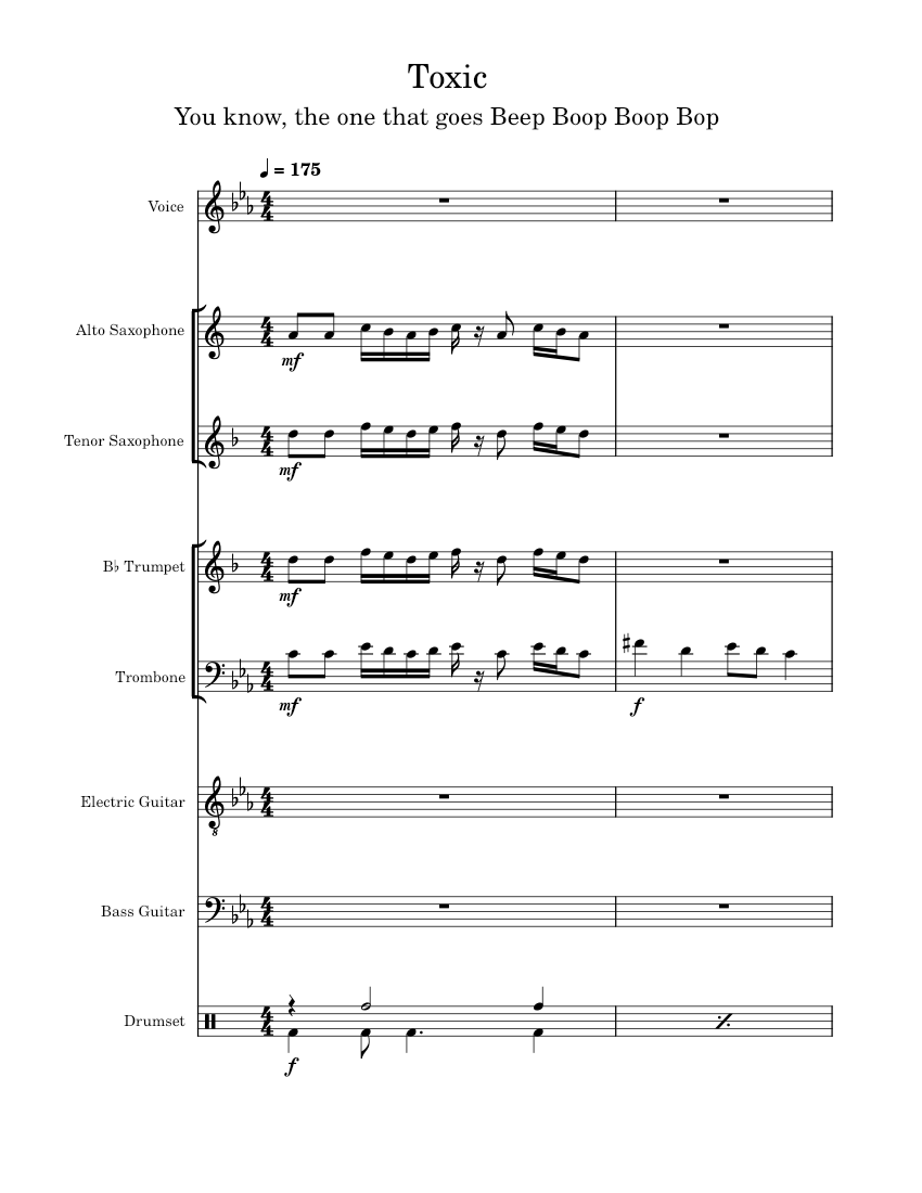 Toxic – Britney Spears Toxic-Britney Spears Sheet music for Trombone ...