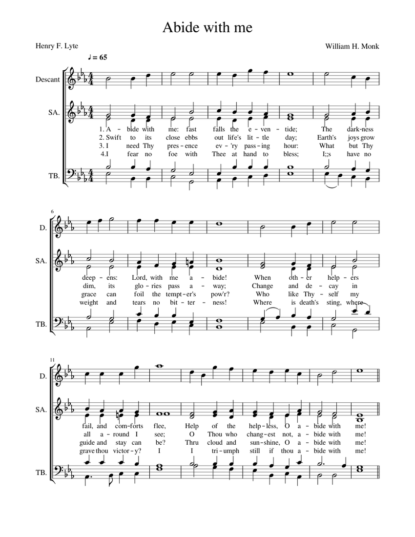 Abide with me - 2 optional descants Sheet music for Soprano, Tenor ...