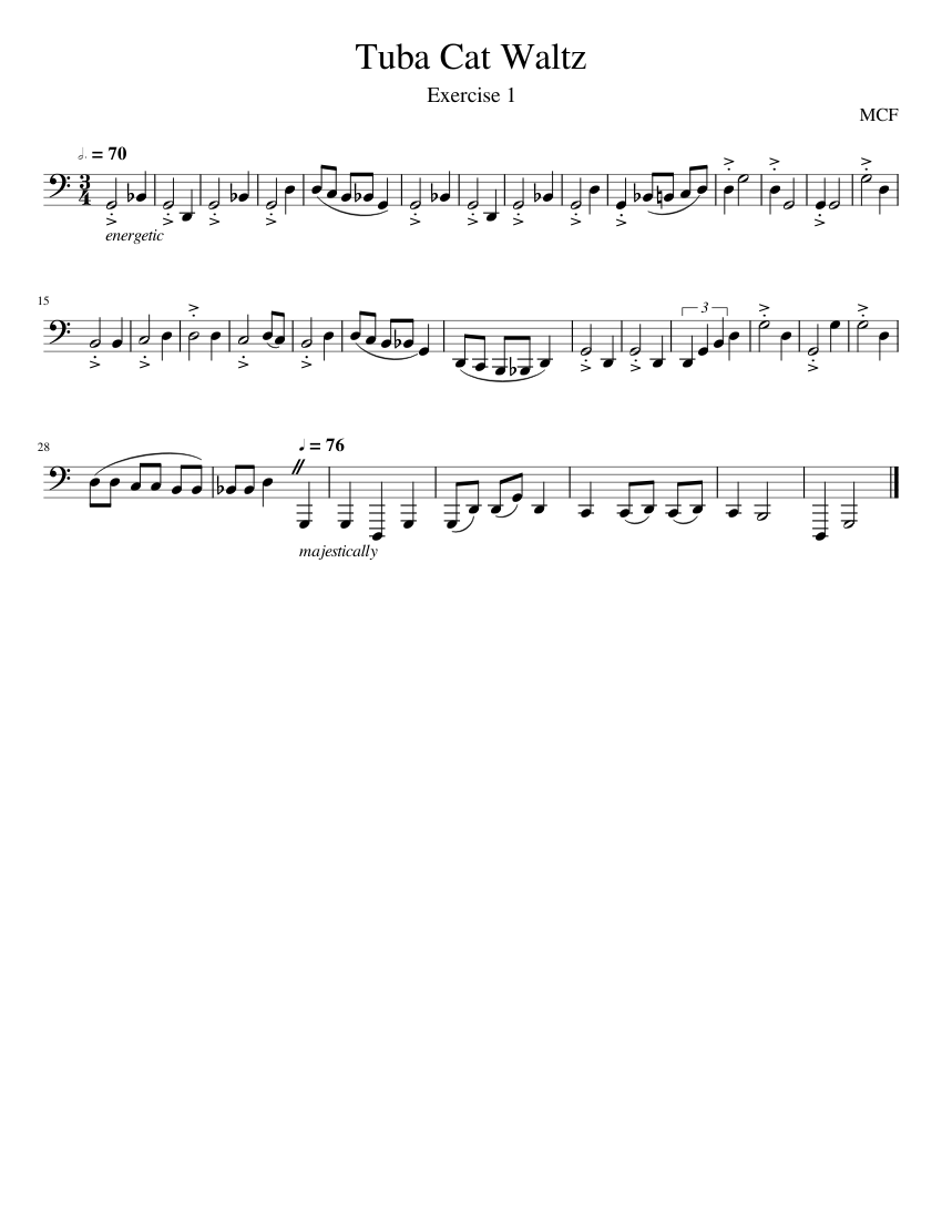 Tuba_Cat_Waltz Sheet music for Tuba (Solo) | Musescore.com
