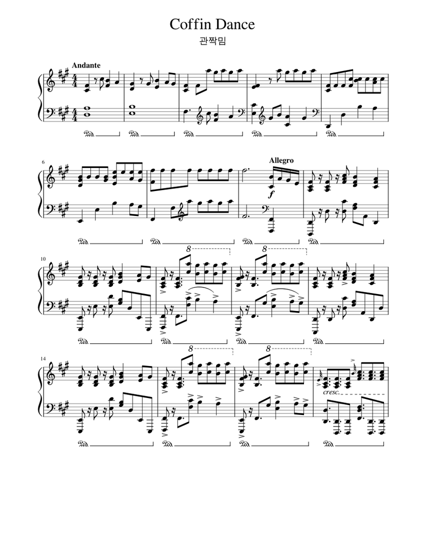 Coffin Dance Sheet music for Piano (Solo) | Musescore.com