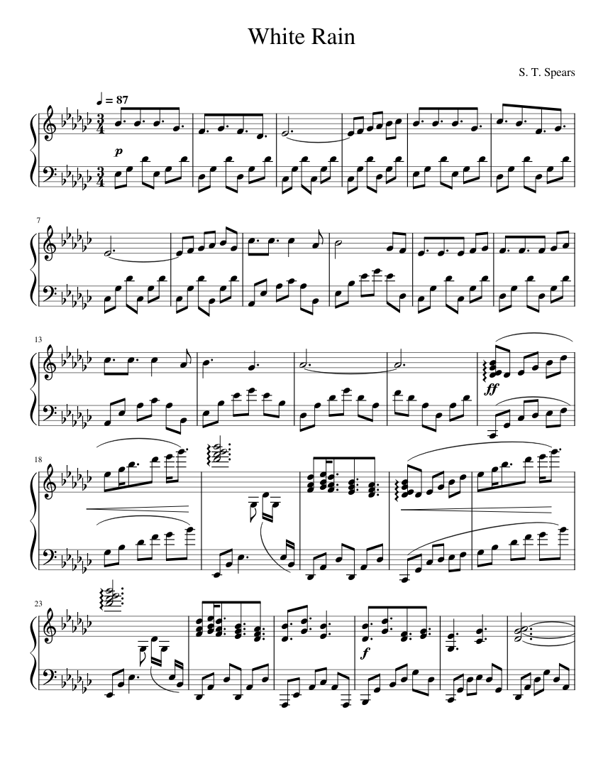 White Rain Sheet music for Piano (Solo) | Musescore.com