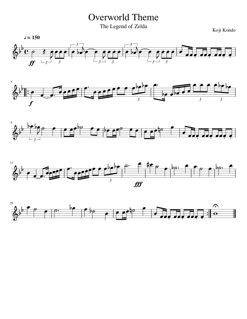 Overworld Theme The Legend of Zelda flute flauta Sheet music for Flute ...