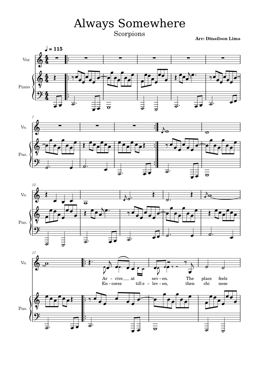 Always somewhere – Scorpions Sheet Music for Piano, Vocals (Piano-Voice ...