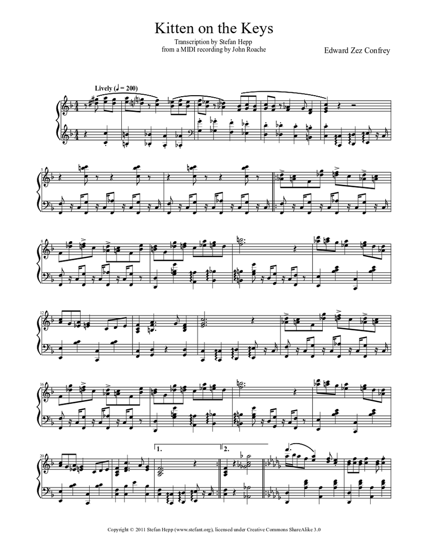 Kitten on the Keys Sheet music for Piano (Solo) | Musescore.com