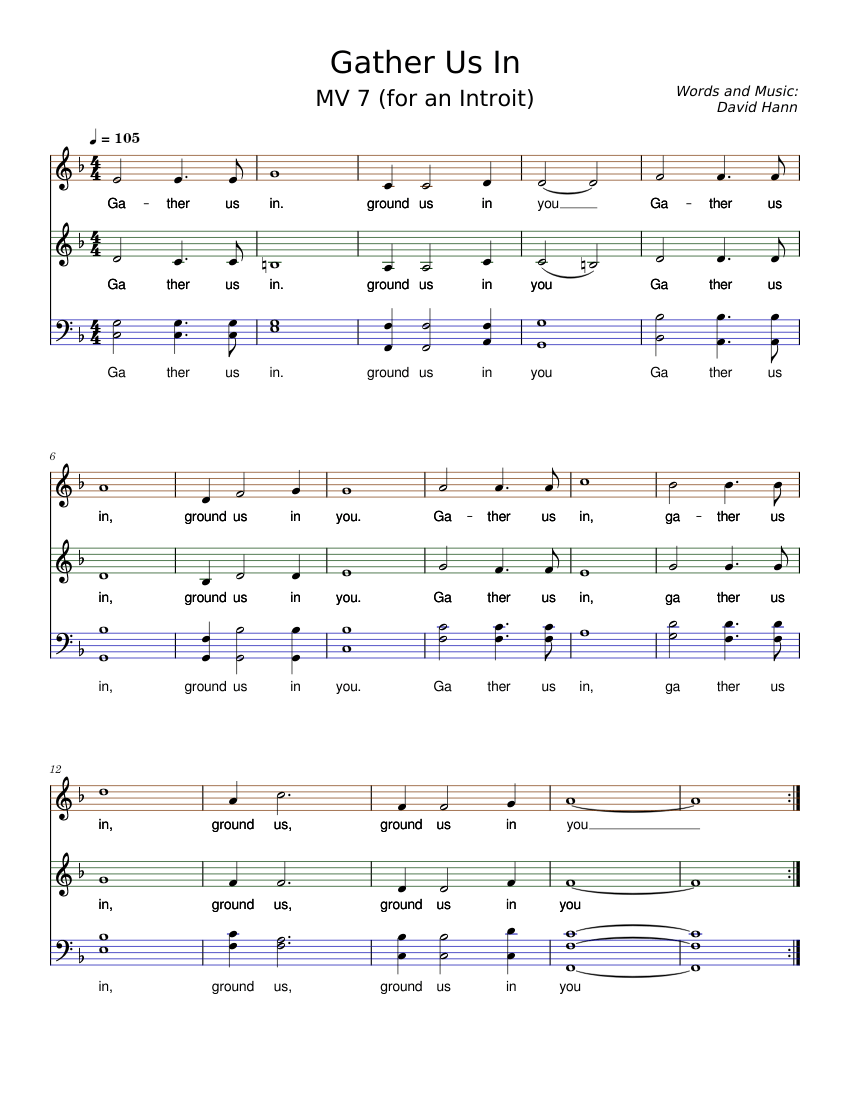 Gather Us In – David Hann Sheet music for Soprano, Alto, Baritone ...
