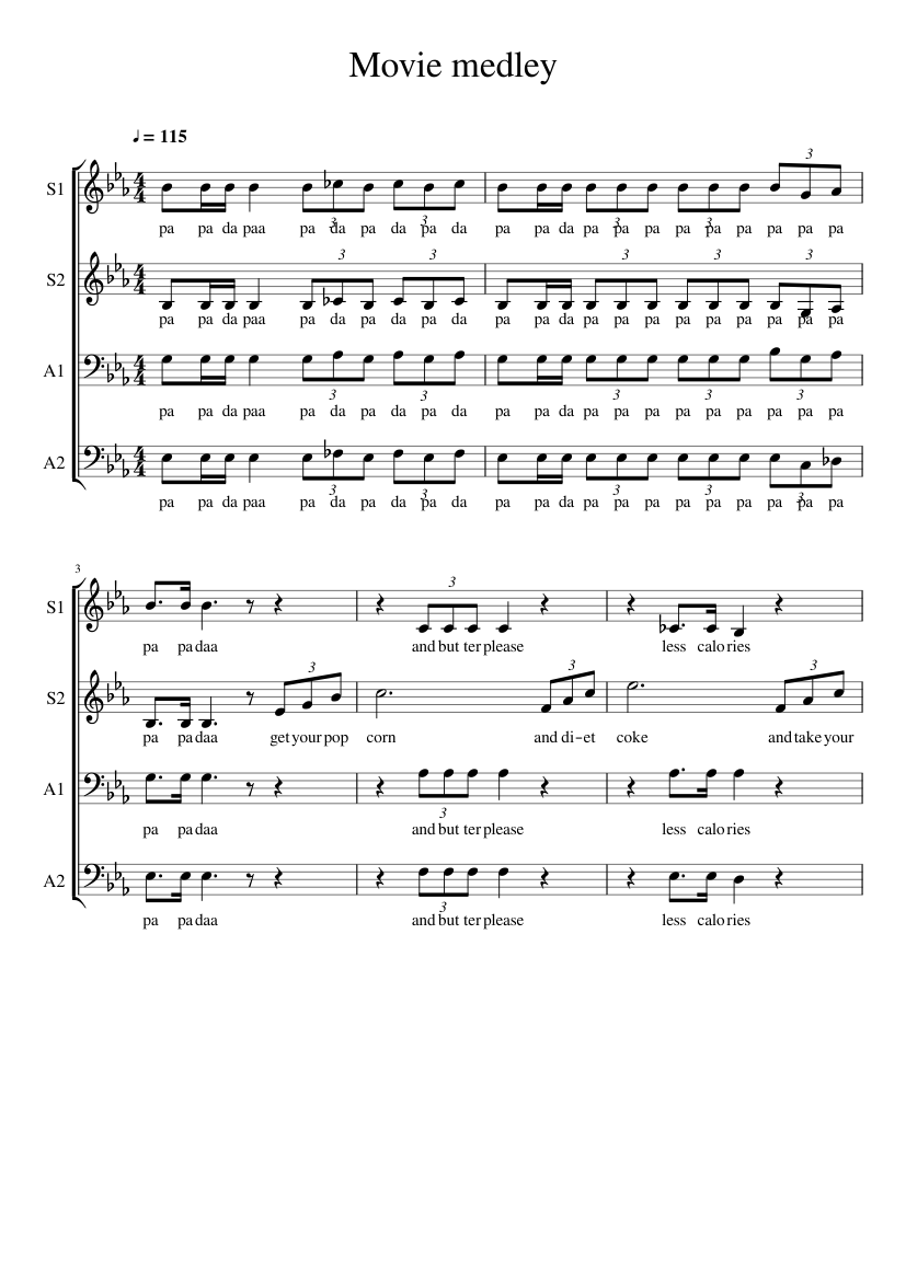 Movie medley Sheet music for Piano (Mixed Quartet) | Musescore.com