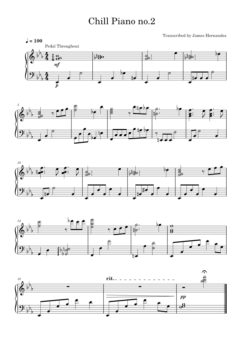 Chill Piano no.2 – Unknown Chill Piano no.2 Sheet music for Piano (Solo ...
