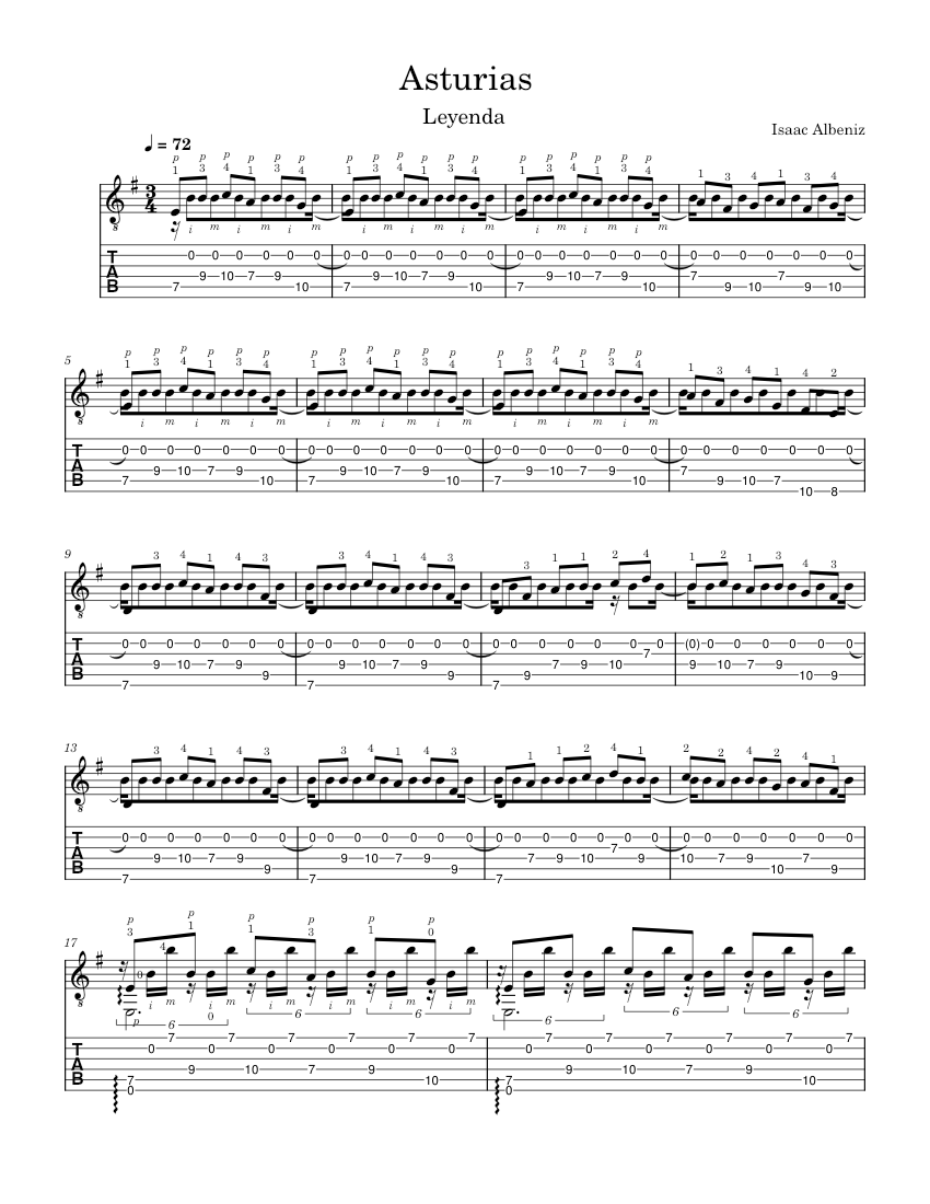 Asturias (Leyenda) – Isaac Albéniz Asturias - Leyenda Sheet music for ...