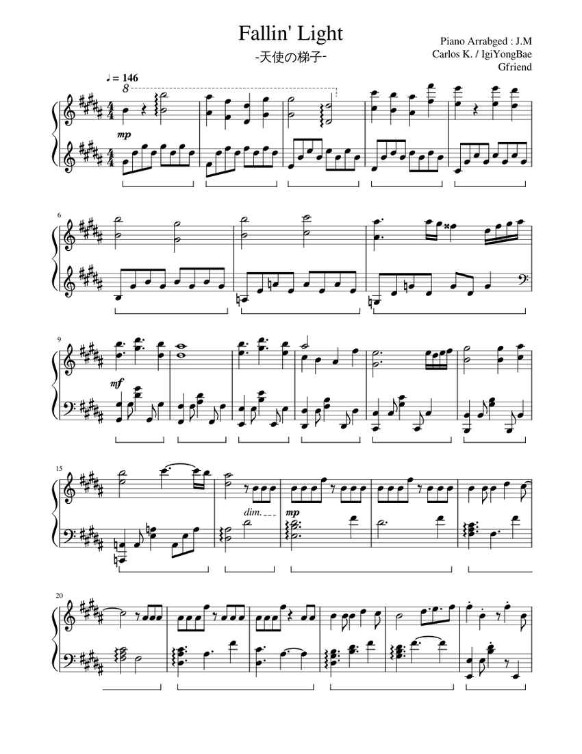 Gfriend - Fallin' Light Sheet music for Piano (Solo) | Musescore.com