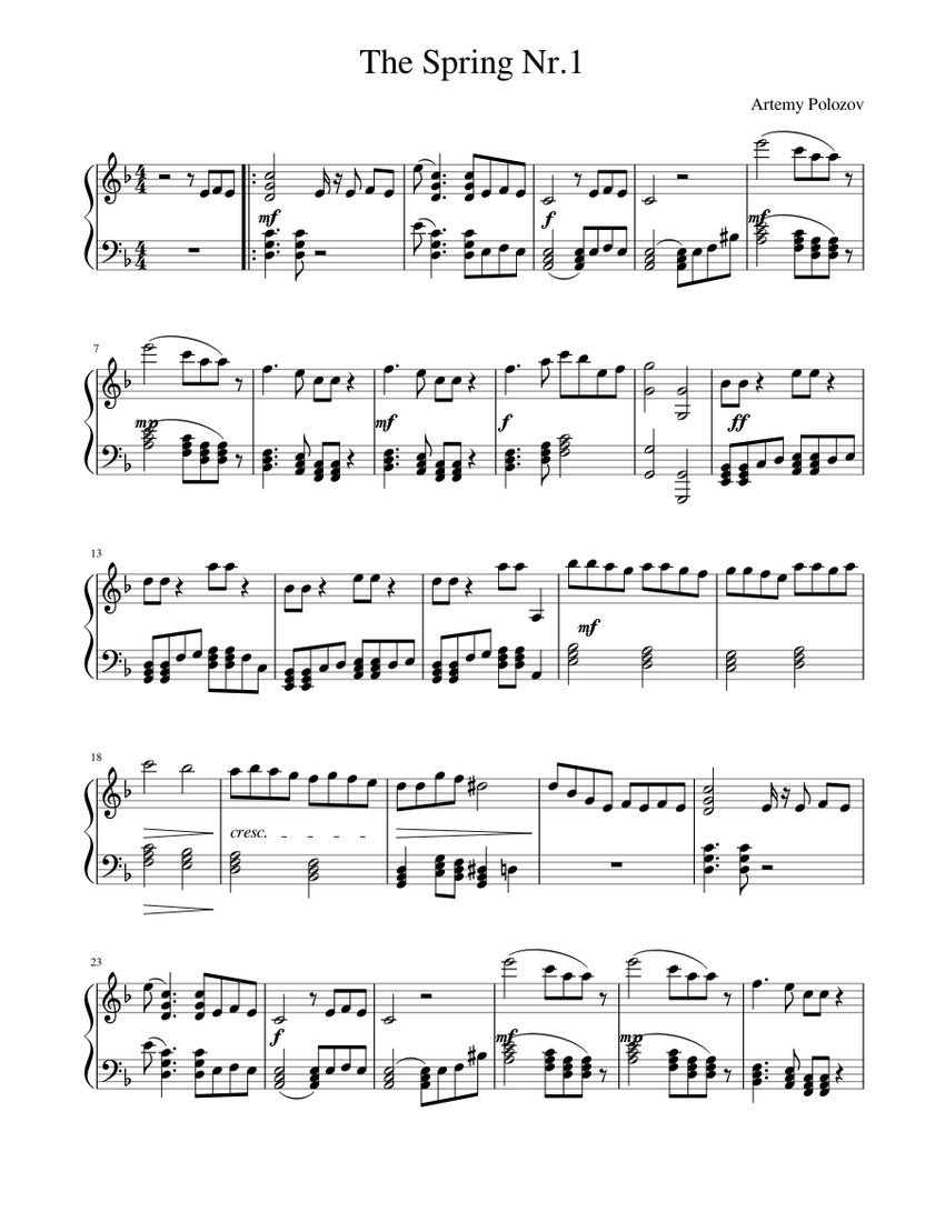 The Spring Nr 1 Sheet music for Piano (Solo) | Musescore.com