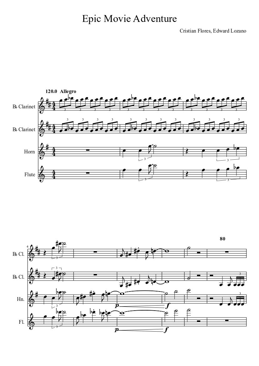 Epic Movie Adventure Test! Sheet music for Flute, Clarinet other (Mixed ...