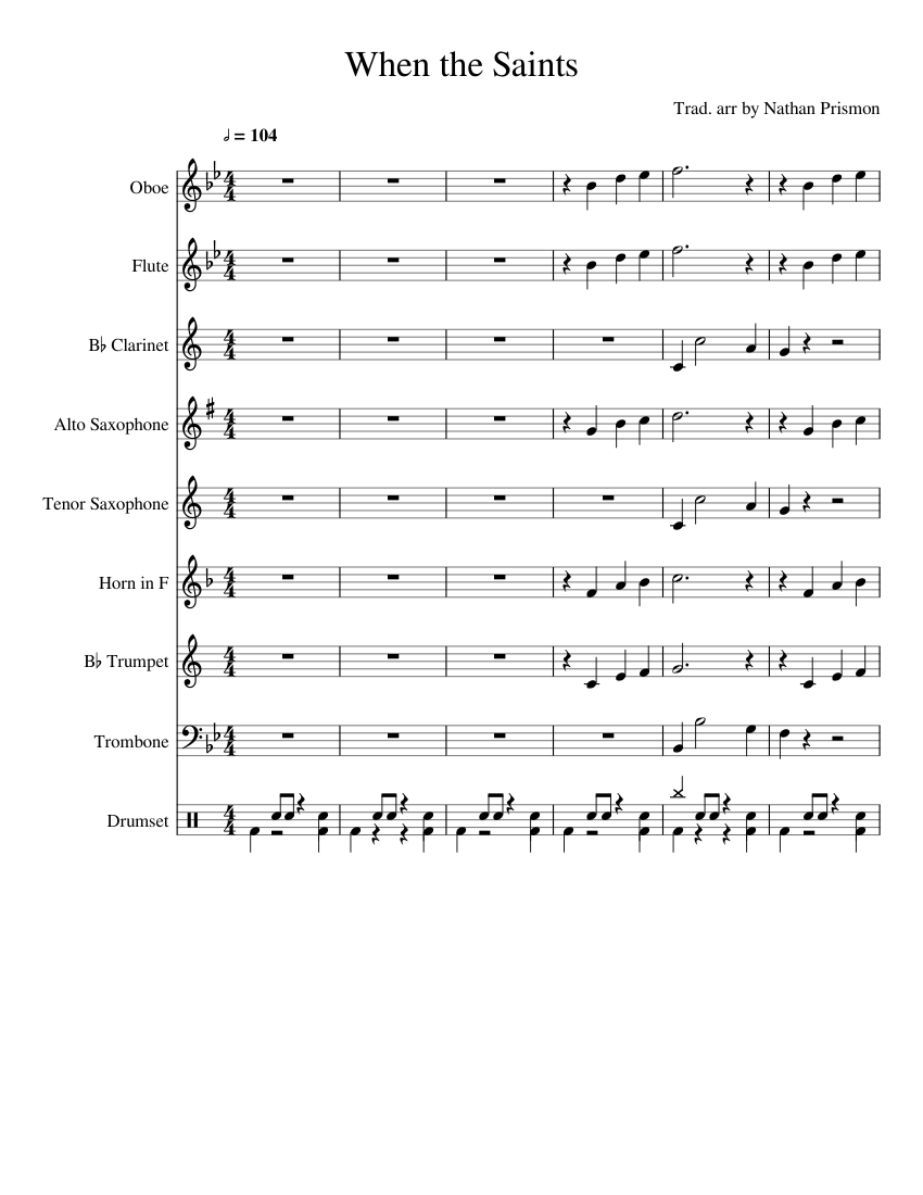 When the Saints Sheet music for Trombone, Flute, Oboe, Clarinet in b ...