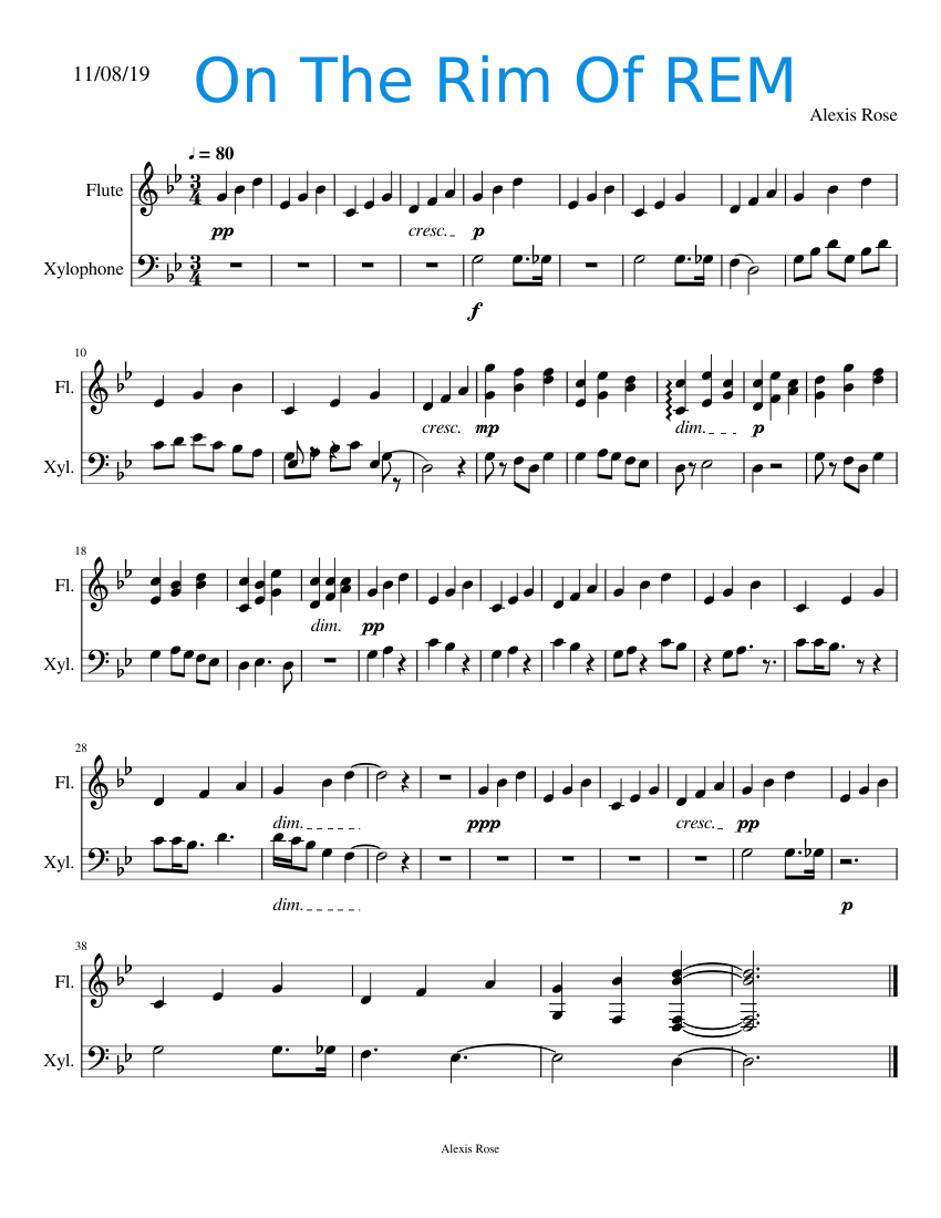 On The Rim Of REM Sheet music for Flute, Xylophone (Mixed Duet ...