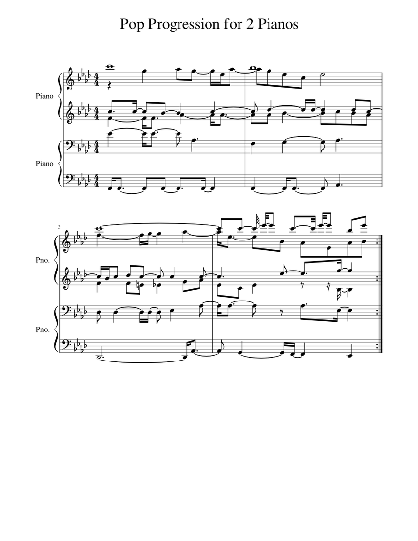 "Pop" Progression for 2 Pianos [Catchy!] Sheet music for Piano (Piano ...