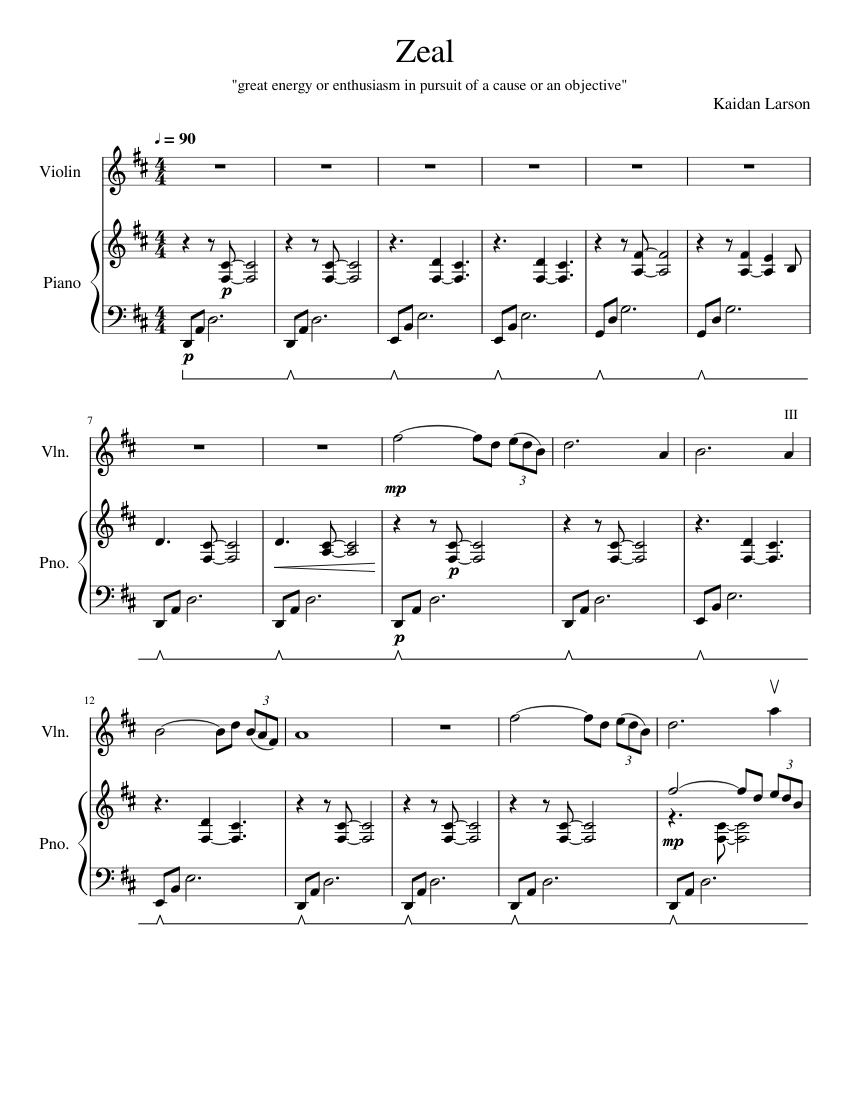 Zeal Sheet music for Piano, Violin (Solo) | Musescore.com