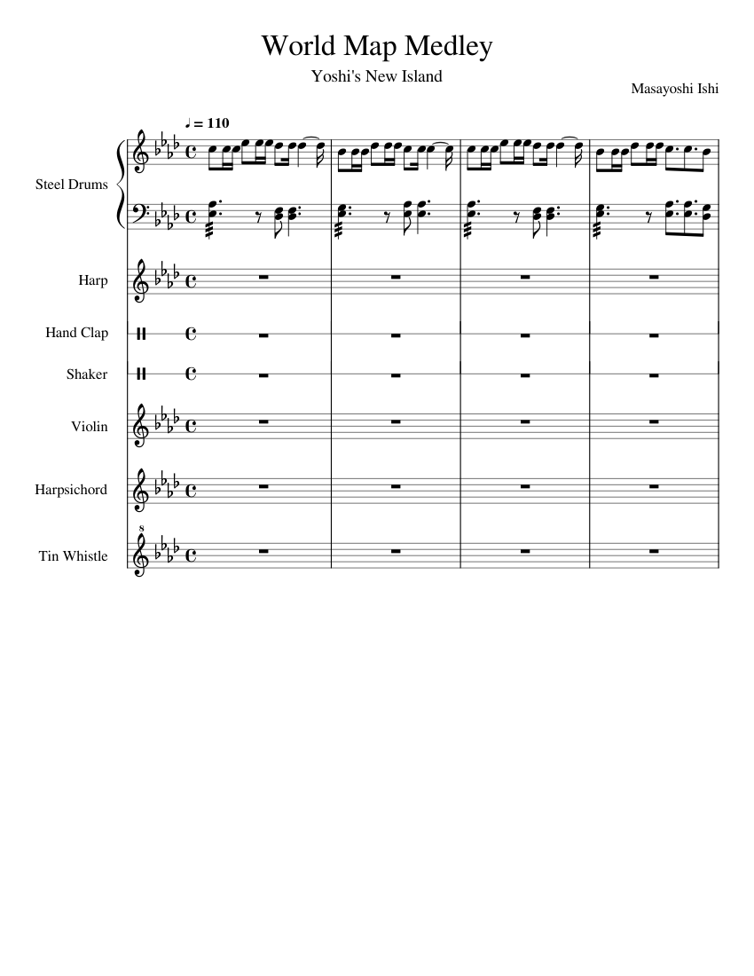 World Map Medley - Yoshi's New Island Sheet music for Harpsichord ...
