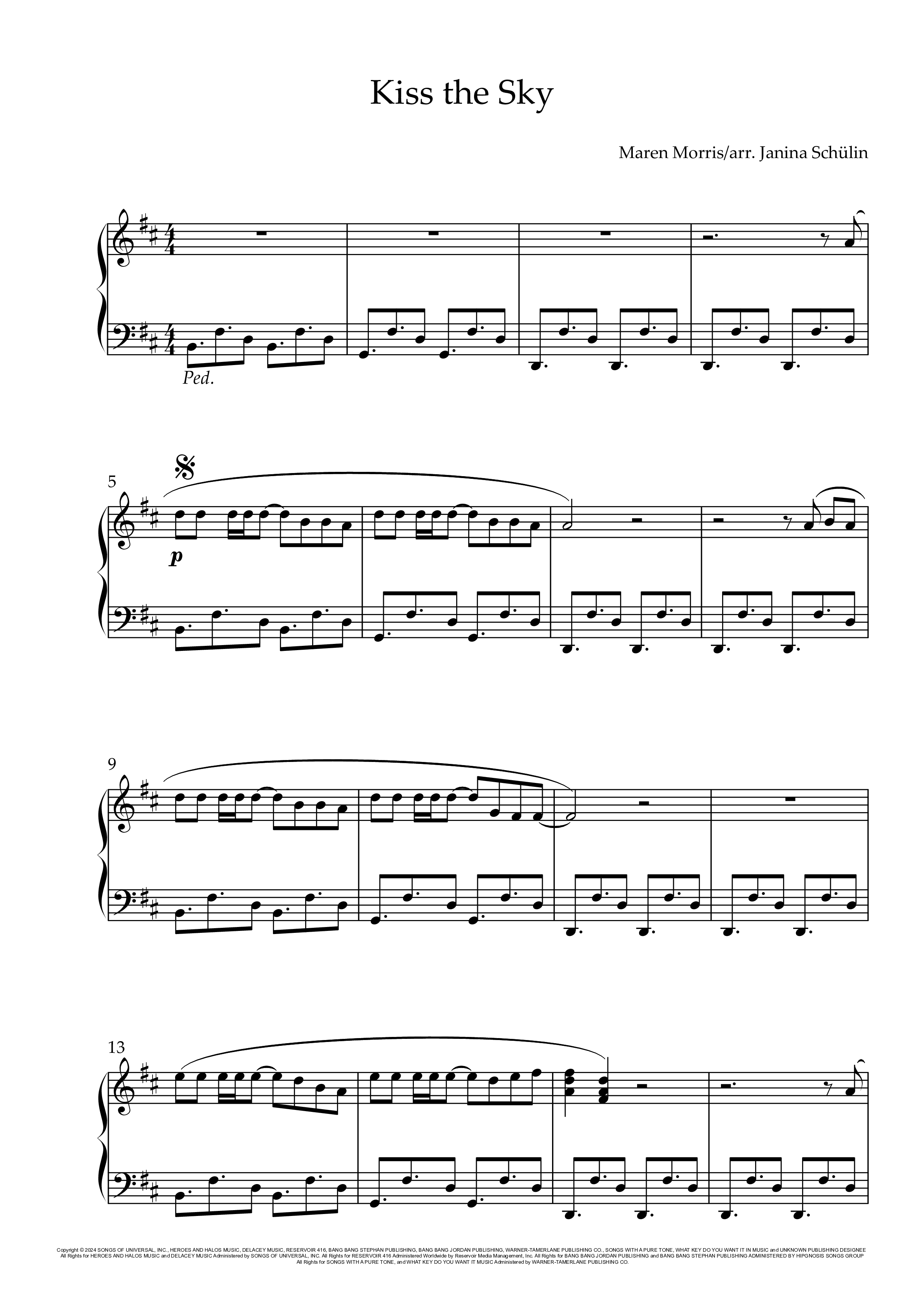 Play Official version of Kiss the Sky Sheet Music by Maren Morris for ...