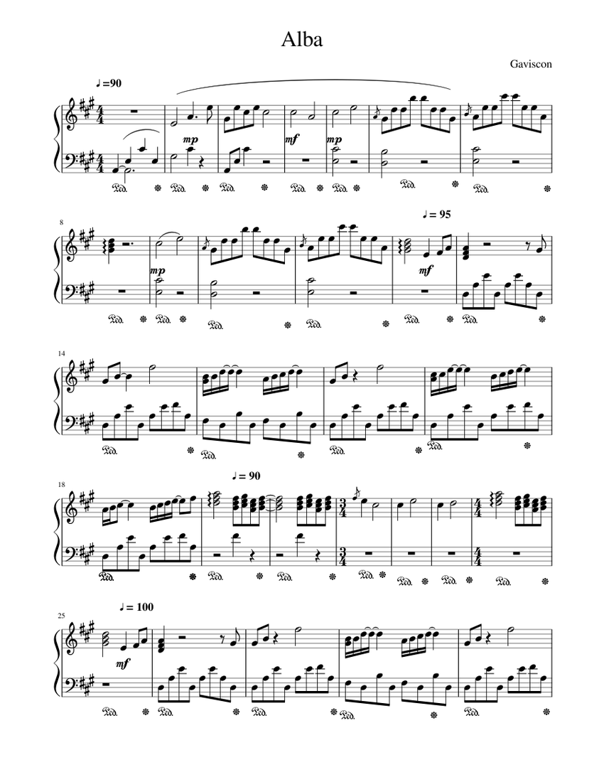 Alba Sheet music for Piano (Solo) | Download and print in PDF or MIDI ...