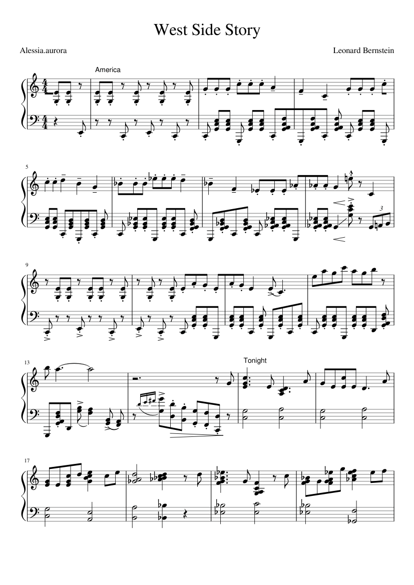 West Side Story Sheet music for Piano (Solo) | Musescore.com