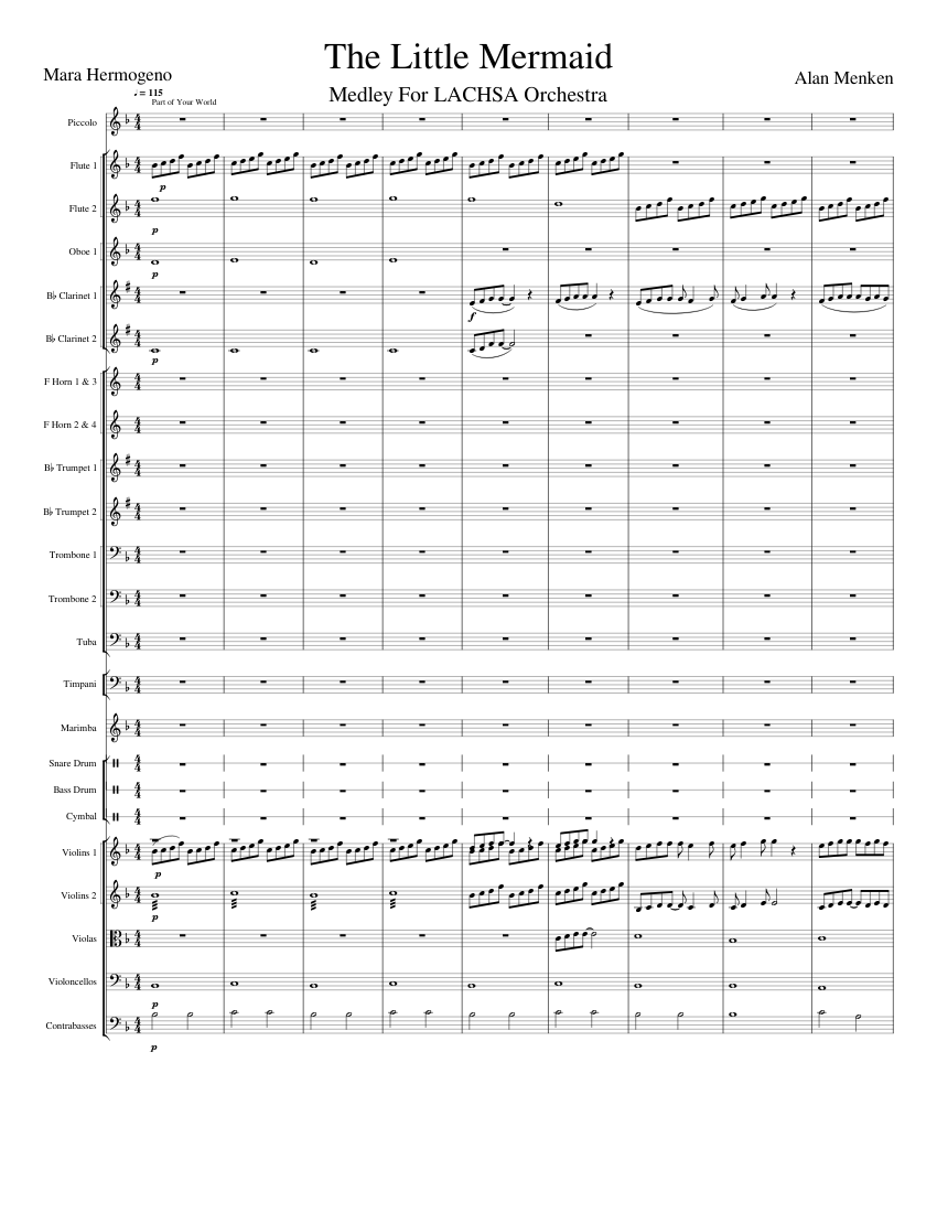 The Little Mermaid Orchestra Medley Sheet music for Trombone, Tuba ...