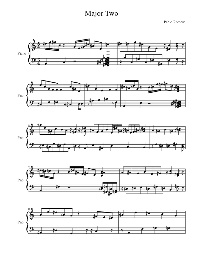 Major Two Sheet music for Piano (Solo) | Musescore.com