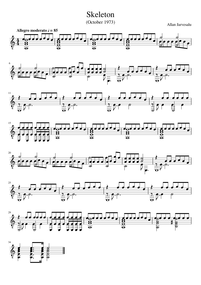 Skeleton Sheet music for Guitar (Solo) | Musescore.com
