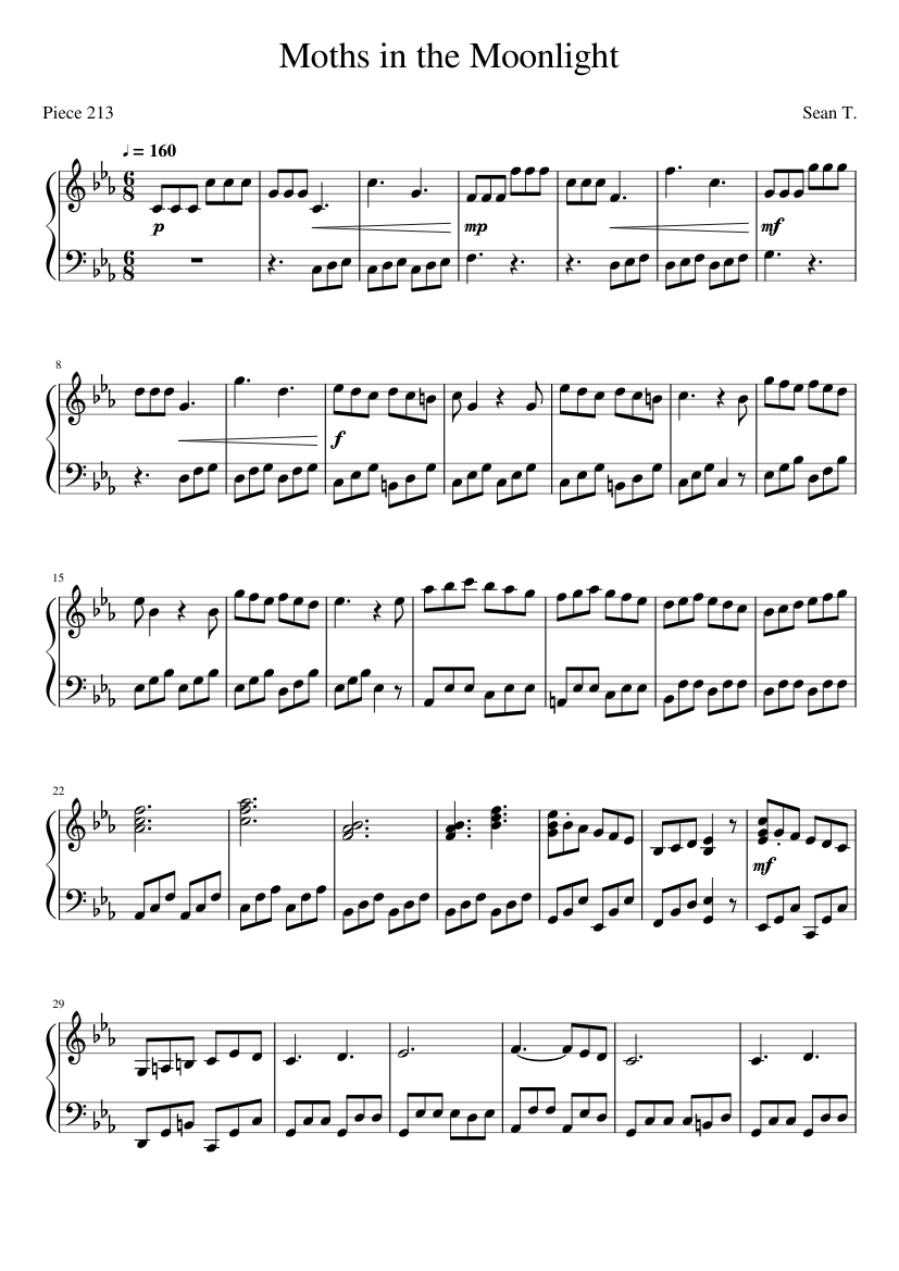 Moths in the Moonlight Sheet music for Piano (Solo) | Musescore.com