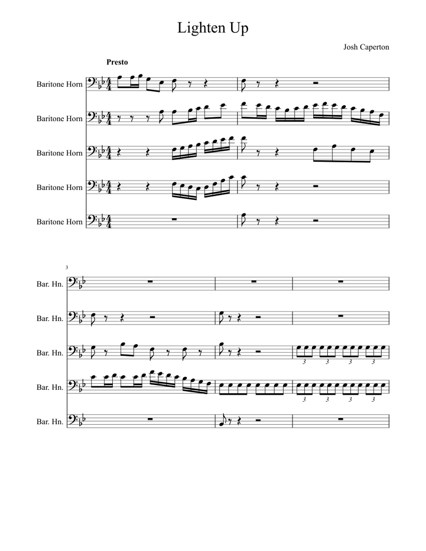 Lighten Up Sheet music for Baritone horn (Mixed Quintet) | Musescore.com