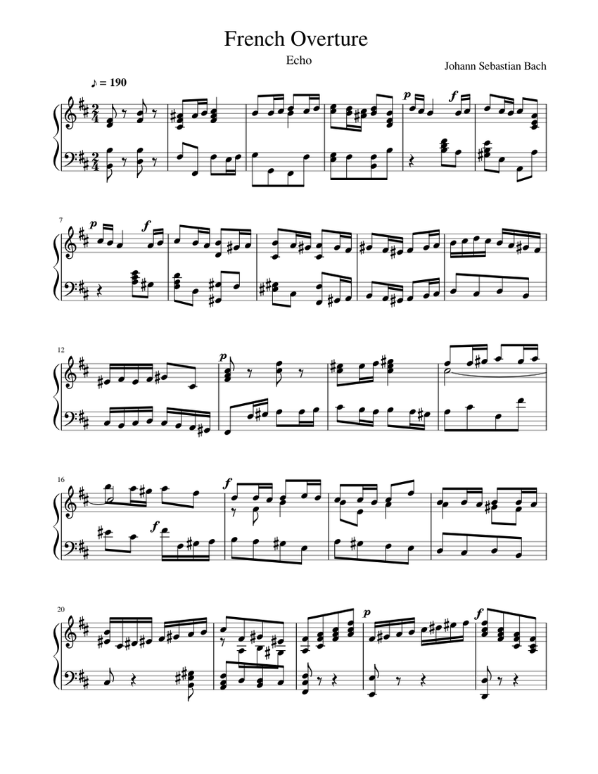 Johann Sebastian Bach: French Overture, Echo. Sheet music for ...