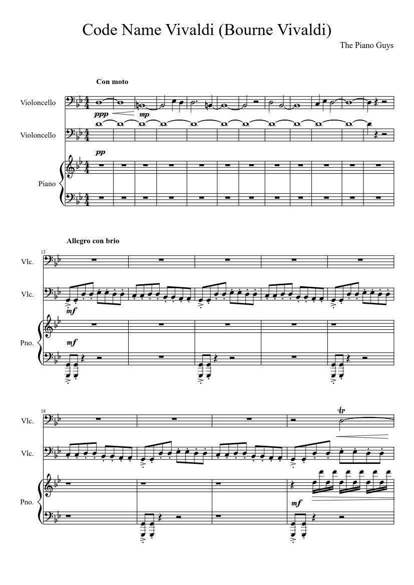 Code Name Vivaldi/Bourne Vivaldi - The Piano Guys Sheet music for Piano ...