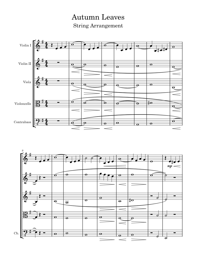 Autumn Leaves – Joseph Kosma Sheet music for Violin, Viola, Cello ...