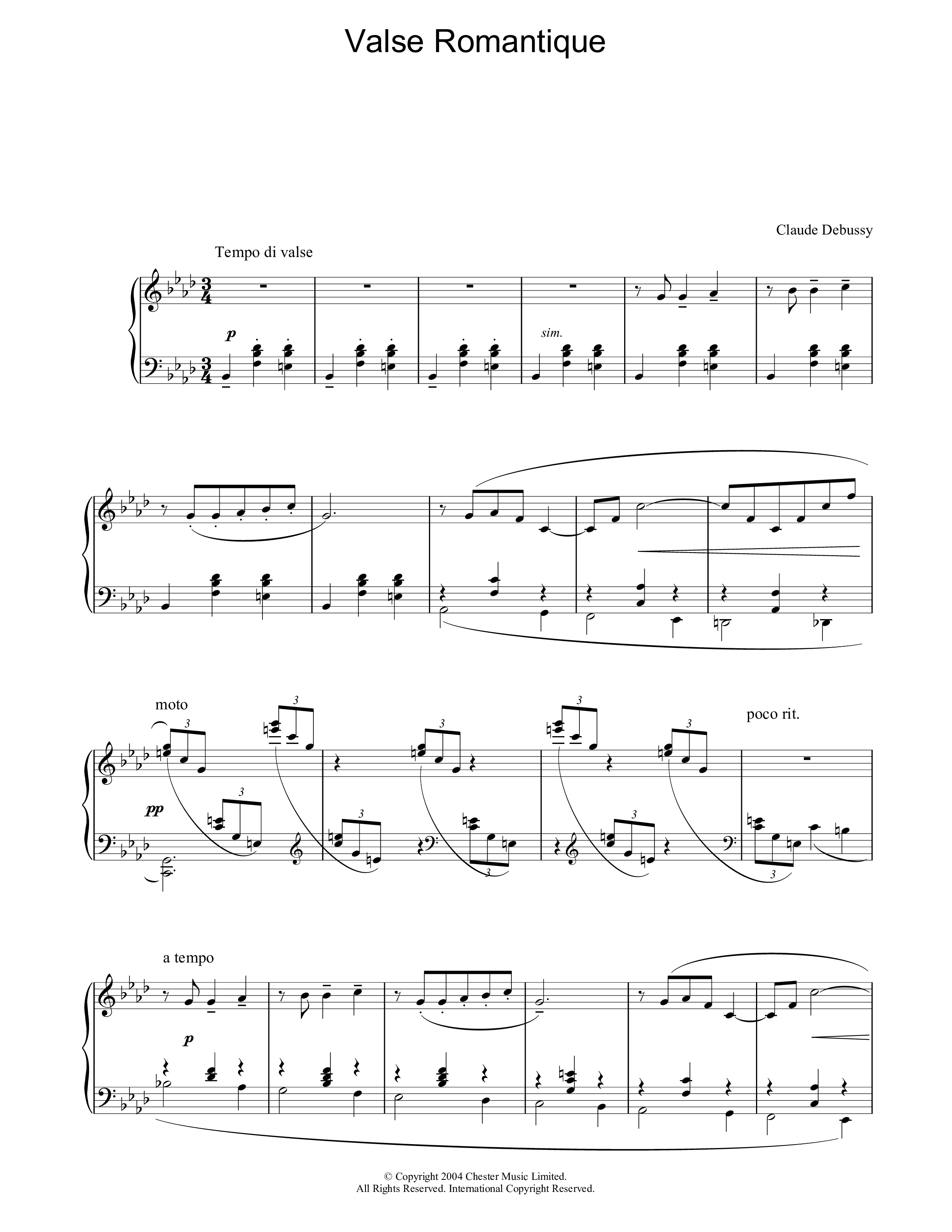 Play Official version of Valse romantique sheet music by Claude Debussy for Piano | MuseScore.com