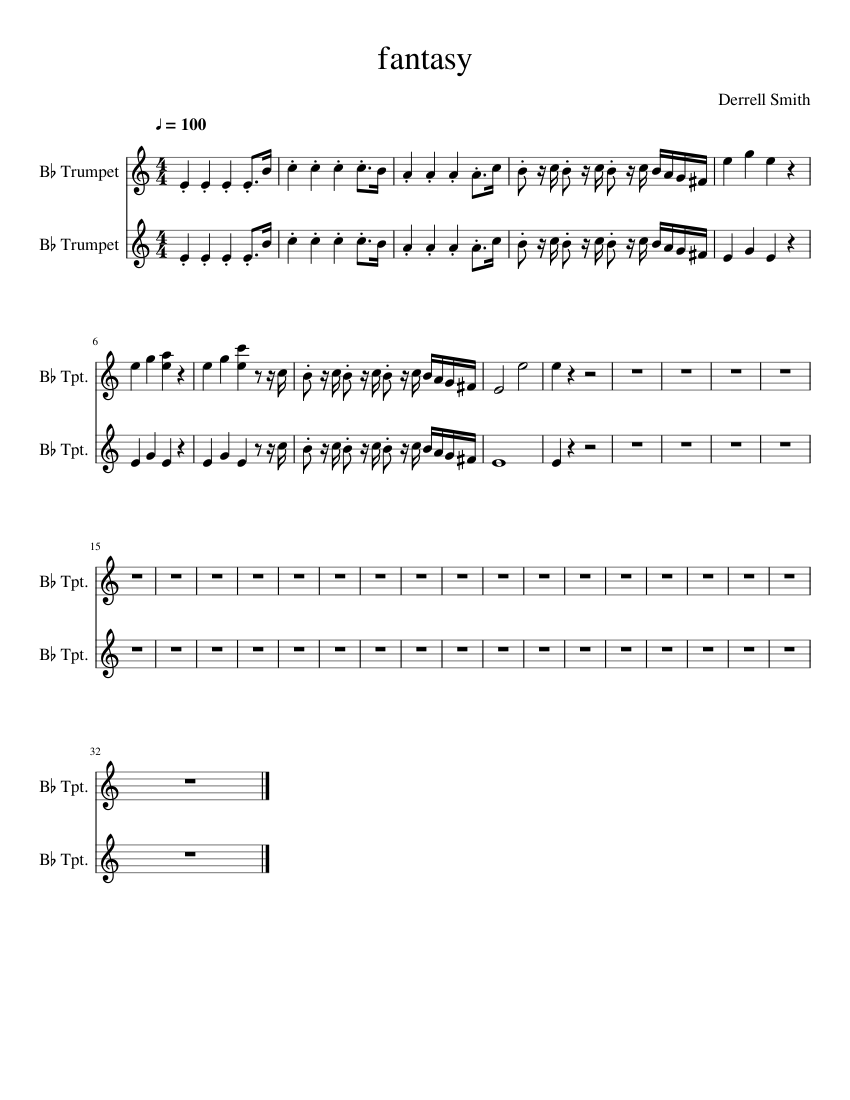 Fantasy trumpet fanfare Sheet music for Trumpet in b-flat (Brass Duet) | Musescore.com