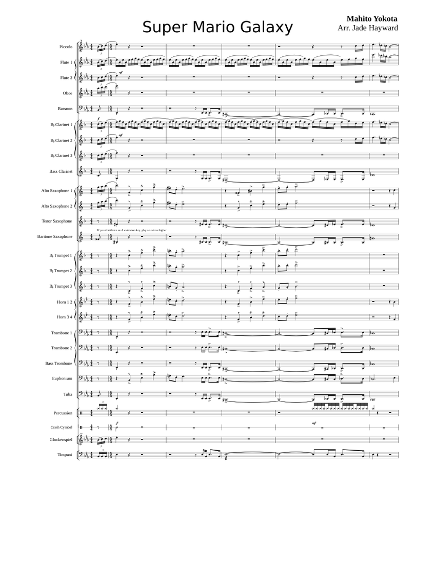Super Mario Galaxy Main theme Sheet music for Trombone, Tuba, Flute ...