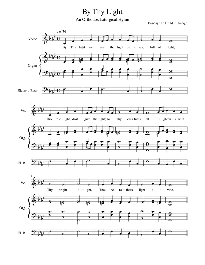 By Thy Light (2) | Orthodox chant | Velivuniranjoreesho... Sheet music ...