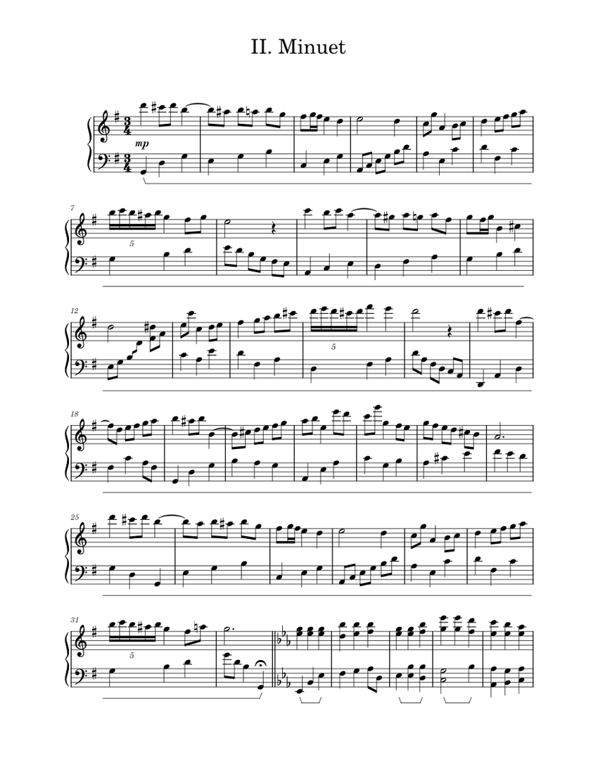 2 Minuet Sheet music for Piano (Solo) Easy | Musescore.com