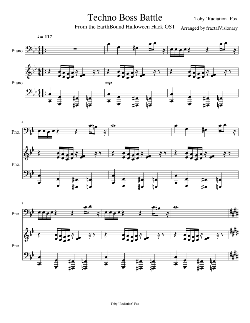 EarthBound Halloween Hack - Techno Boss Battle Sheet music for Piano ...