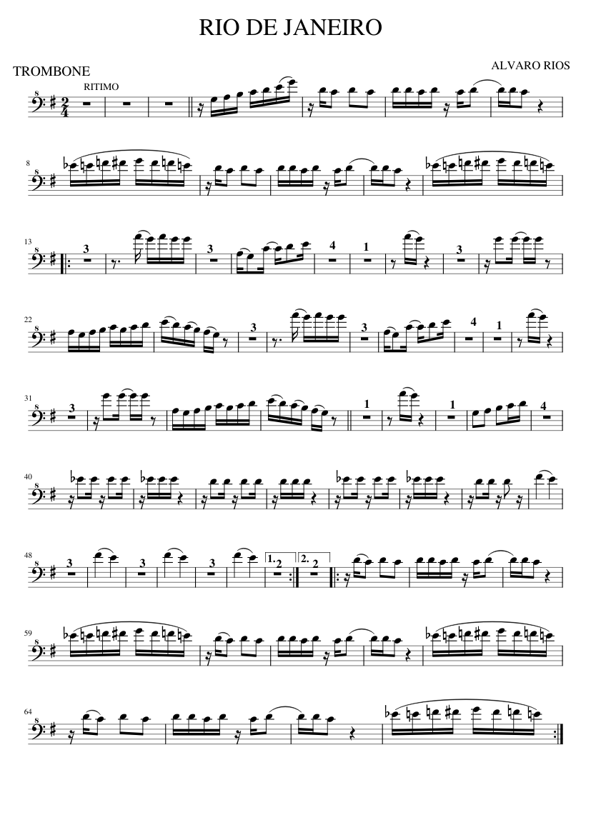 RIO DE JANEIRO TROMBONE Sheet Music for Piano (Solo) Easy | MuseScore.com