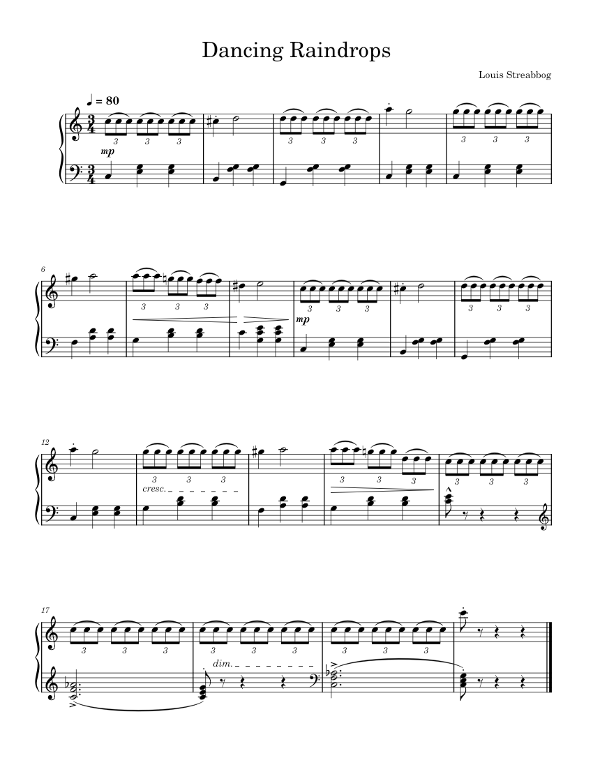 Dancing Raindrops Louis Streabbog Sheet Music for Piano (Solo) easy | MuseScore.com