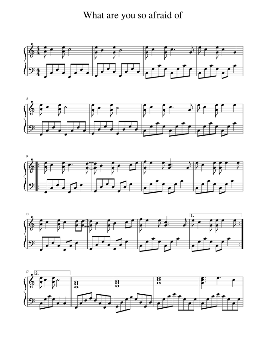 What are you so afraid of Sheet music for Piano (Solo) Easy | Musescore.com
