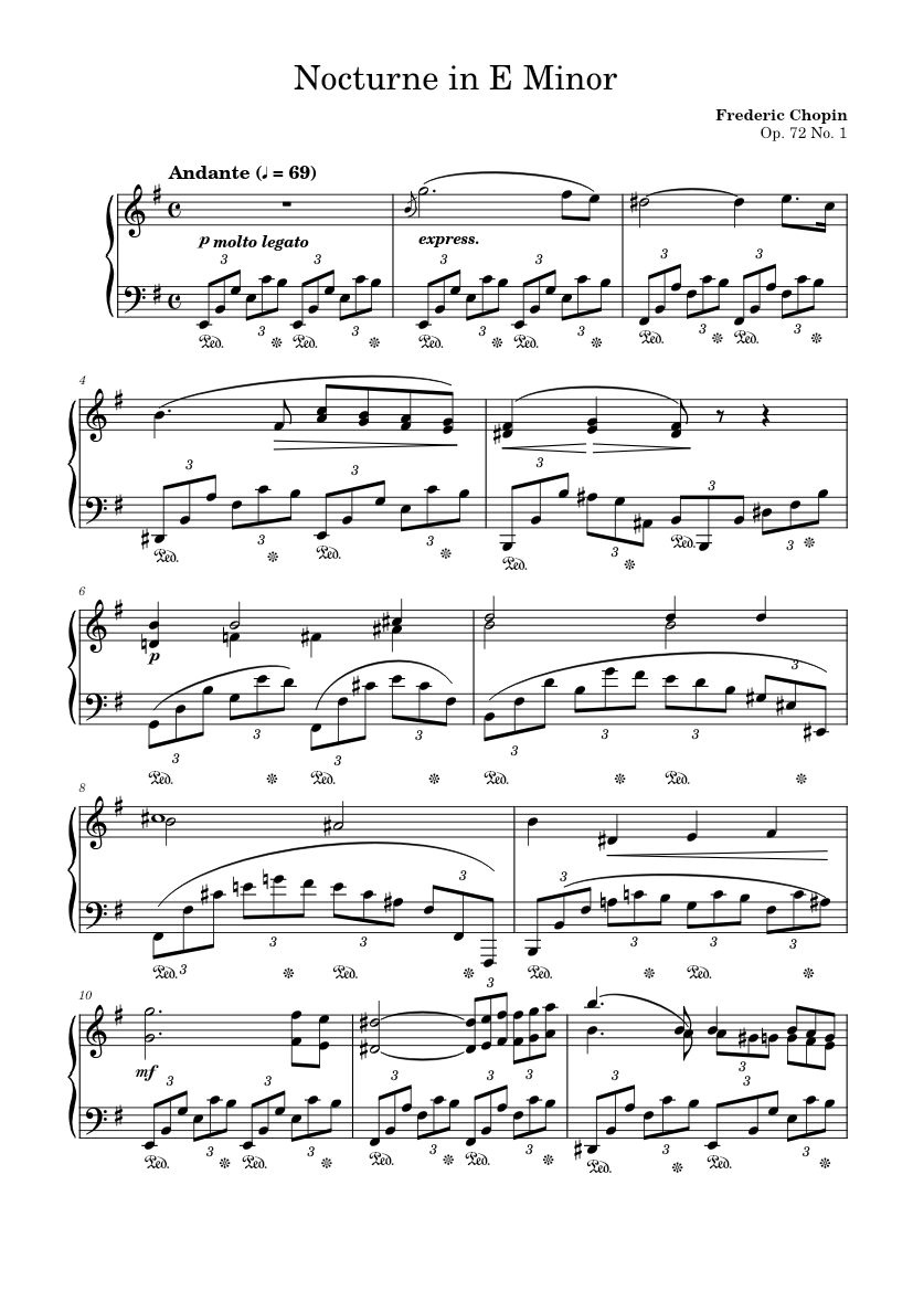 Nocturne in E minor, Op. 72 No. 1 – Frédéric Chopin Sheet music for Piano (Solo) | Musescore.com