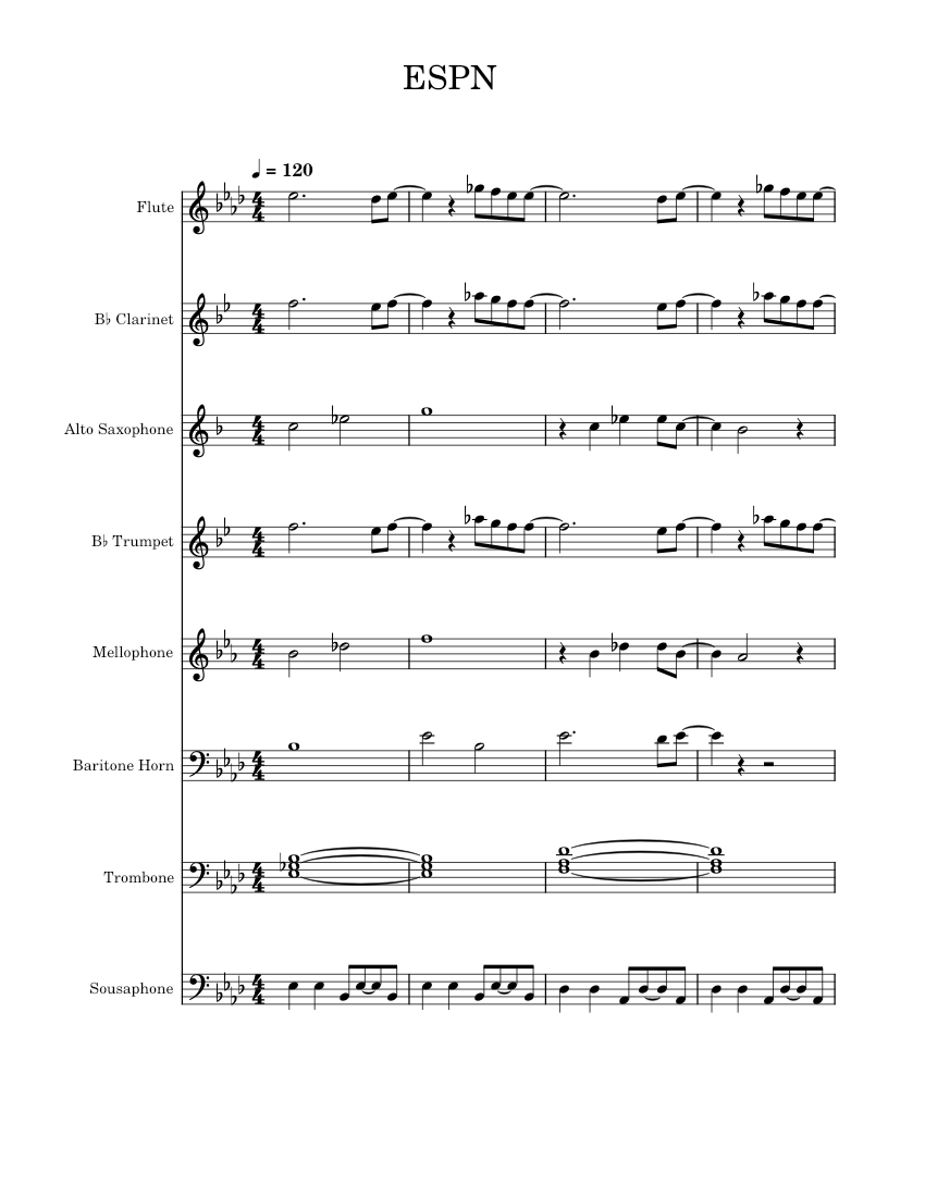 ESPN Sheet music for Trombone, Mellophone, Flute, Clarinet in b-flat & more instruments ...
