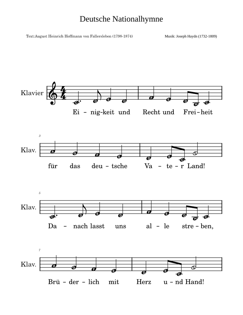 Noten Fr Deutsche Nationalhymne