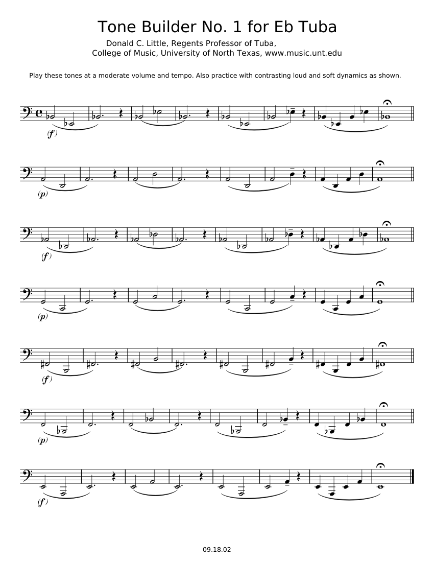 Tone Builder No. 1 for Eb Tuba – Donald C. Little Sheet music for Tuba ...