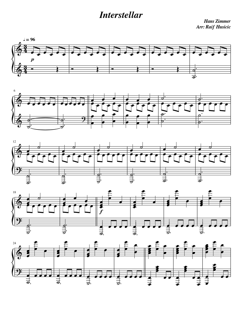 Interstellar Sheet music for Piano (Solo) | Musescore.com