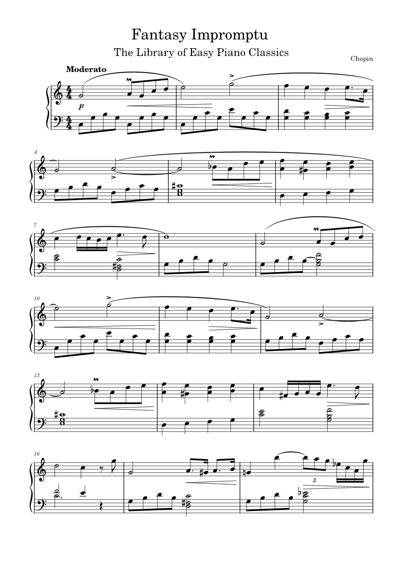 Fantasy Impromptu Largo Theme - Frederic Chopin Sheet Music for Piano ...