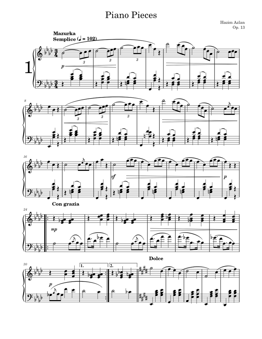 Piano Pieces Op. 13 Sheet music for Piano (Solo) | Musescore.com