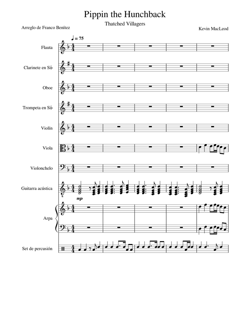 Pippin the Hunchback - Kevin MacLeod (Arr. Franco Benítez) Sheet music ...