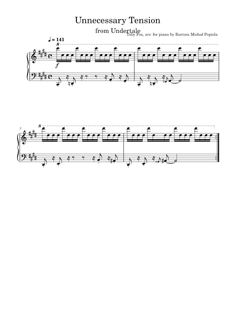 Unnecessary Tension – Toby Fox (arr. for piano by Bartosz Michał ...