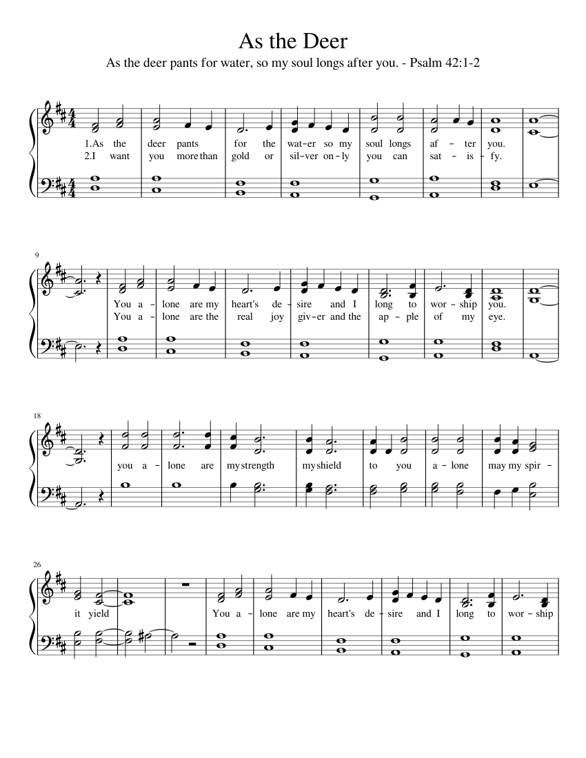 As the Deer Sheet music for Piano (Solo) Easy | Musescore.com